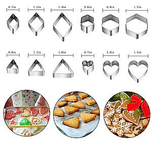 Mini Cookie Cutter Shapes Set - 30 Tiny Stainless Steel Stamps of Flower, Heart, Star, Geometric Shapes - for Out Pastry Dough, Pie Crust & Fruit, Fondant