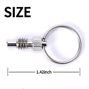 2 Packs Spring Plunger with Pull Ring, 1/4"- 20 Thread Size, 0.31" Thread Length, Stainless Steel Non-Locking Type Stubby Hand-Retractable Spring Plunger Index Plunger