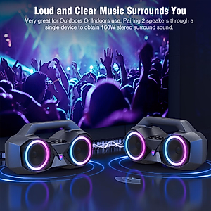 KMAG Portable Bluetooth Speaker - IPX7 Waterproof Wireless Speakers with 80W Loud HiFi Stereo Sound, 24H Playtime, Dynamic Light, Deep Bass, Dual Pairing, 5.3 BT for Outdoor, Home, Party, Gifts