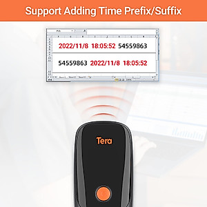 Tera Pro Extreme Performance 1D CCD Wireless Barcode Scanner Mini Portable 2500 Pixel Pocket Handheld Bar Code Reader Work with Bluetooth & 2.4G Wireless & USB Wired for iOS Android PC Tablet 1300C