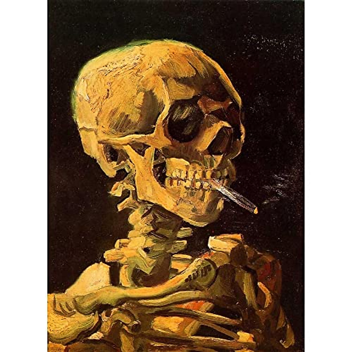 ArtDirect Skull With Burning Cigarette II 14x18 Black Modern Wood Framed with Double Matting Museum Art Print by Van Gogh, Vincent