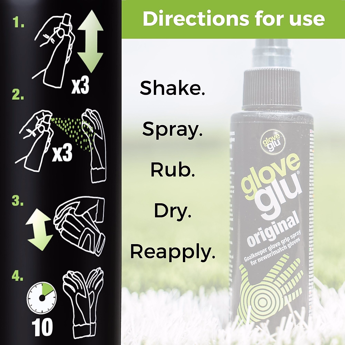 gloveglu 120ml Original Goalkeeper Glove Grip Spray for new/match goalkeeper gloves