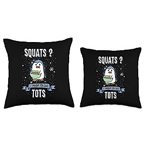 BCC Tater Tots Shirts & Potato Gym Workout Gifts Squats I Thought You Said Tots Penguin Love Animal Workout Throw Pillow, 18x18, Multicolor