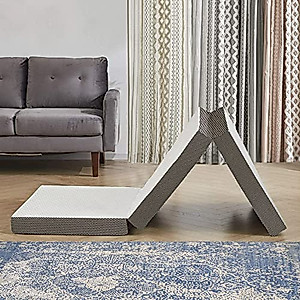 Spinal Sleep 4-Inch Tri-Folding Capability Gel Memory Foam Mattress with Portable Floor Mattresses with Ultra Soft and Breathable Mesh Sides, Temporary Sleeping Accommodations, 25-Inch, White