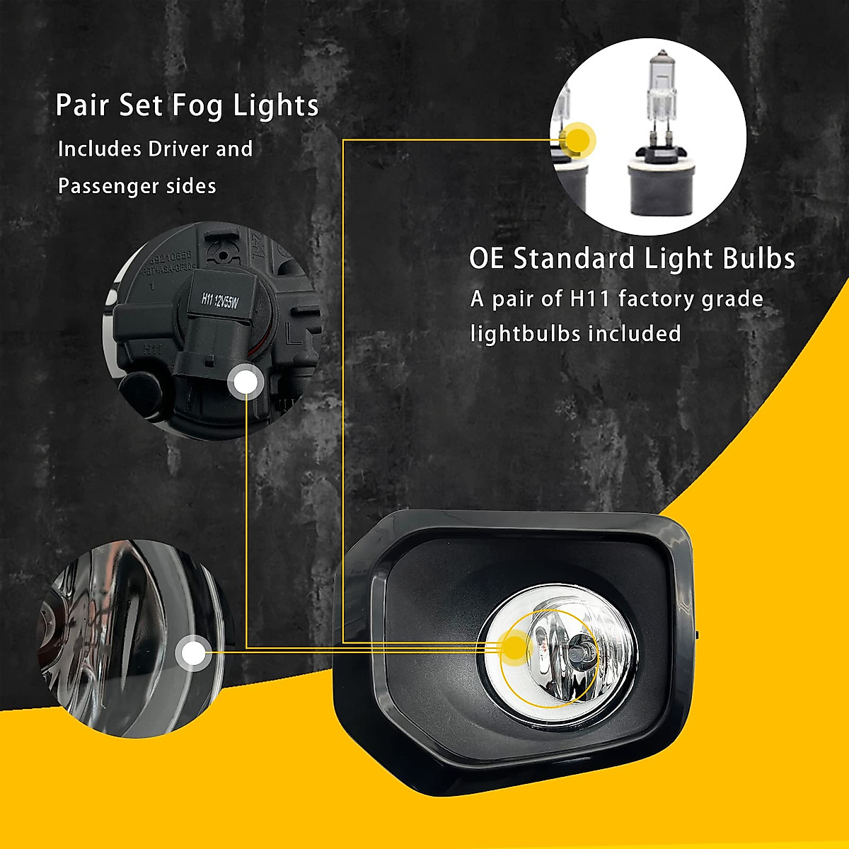 Fog Lights Assembly Kit for 2016 2017 2018 2019 2020 2021 2022 2023 Toyota Tacoma(Fits SR,SR5 Model Only), 1 Pair Bumper Driving Fog Lamps Set with H11 55W Halogen Bulbs