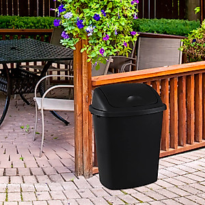Wekioger 4-Pack 10 Gallon Plastic Swing Top Trash Can, Kitchen Garbage Can with Swing Lid, Black