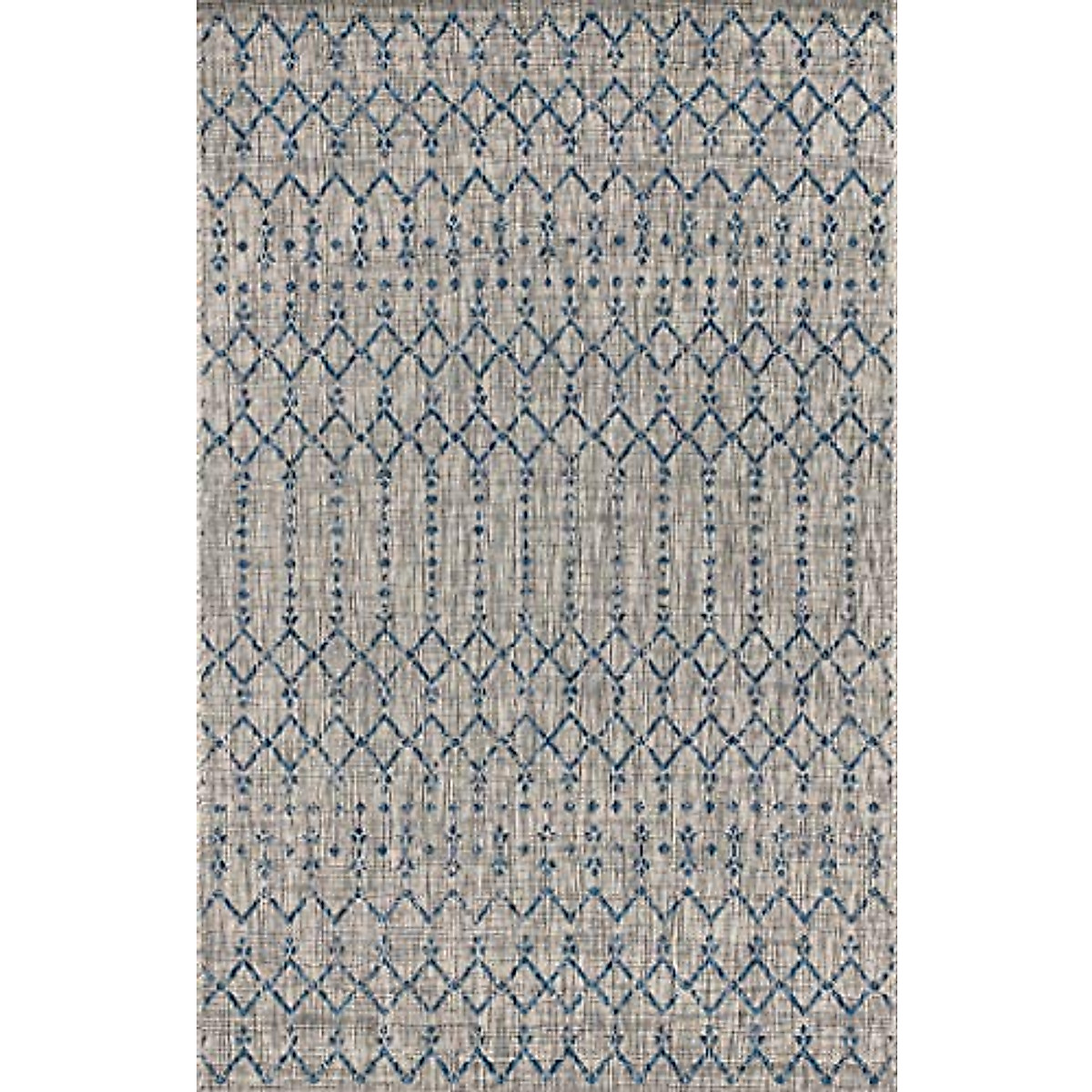 JONATHAN Y SMB108A-3 Ourika Moroccan Geometric Textured Weave Indoor Outdoor Area Rug, Bohemian, Rustic, Scandinavian Easy Cleaning,Bedroom,Kitchen,Backyard,Patio,Non Shedding, Light Gray/Navy, 3 X 5