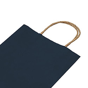 Blue Gift Bags - 6x3x9 100 Pack Navy Kraft Paper Shopping Bags with Handles, Craft Totes in Bulk for Boutiques, Small Business, Retail Stores, Birthday Parties, Restaurants, Take-Out