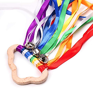 DILIMI Rainbow Hand Ribbon Kite Baby Sensory Toys Waldorf Hand Kite Montessori Learning Toy Cloud Rainbow Hand Kite Set of 2 Gift for Kids