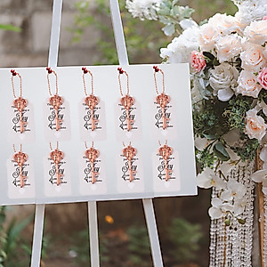 XHIPY 50 PCS Skeleton Key Bottle Openers,Wedding Favors guests Bulk,Roses Key Bottle Opener,Bridal Shower Party Favors with Card Tag(Rose Gold)