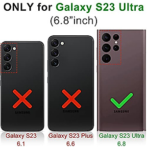 KEZiHOME Samsung Galaxy S23 Ultra Case, Genuine Leather [RFID Blocking], Card Slot Flip Magnetic Stand Cover (Black/Brown)