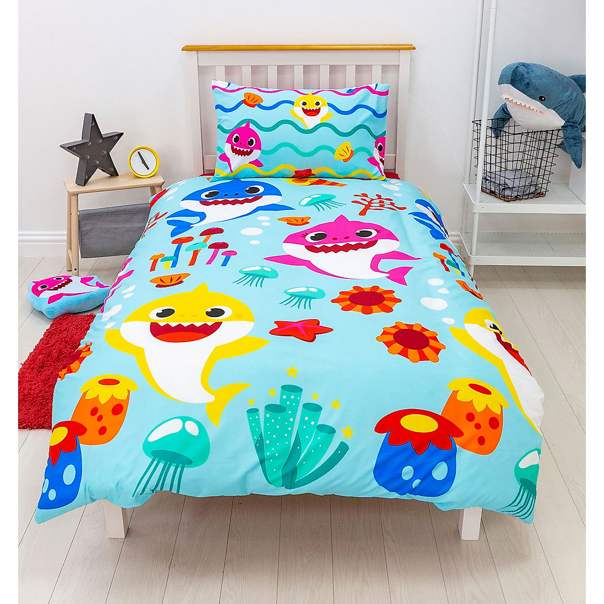Character World Baby Shark Rainbow Single Duvet Cover Set