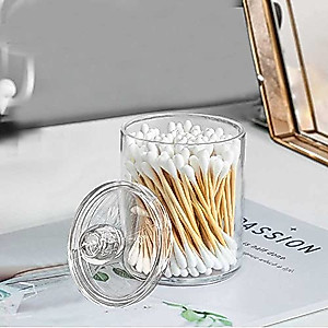 YUN-HL 3 Pack Apothecary Jars, Qtip Holder Dispenser for Cotton Ball Swab Round Pads Floss, Acrylic Cotton Swab Canister Holder, Bathroom Storage Organization Vanity Makeup Organizer