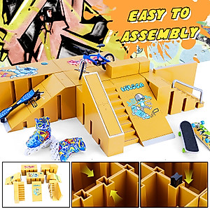 Finger Skateboard Skateparks ramp 8- in-1 kit Sets,Fingerboard Obstacles，Deck Ramps Mini Finger Skateboard Park kit, Finger Skateboards for Kids Birthday Toys etc