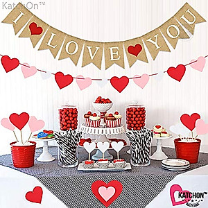 Cute, I Love You Banner - 10 Feet, No DIY | Happy Valentines Day Banner | Burlap I Love You Sign With I Love You Decorations for Him | Romantic Decorations Special Night for Him | Kissing Booth Sign