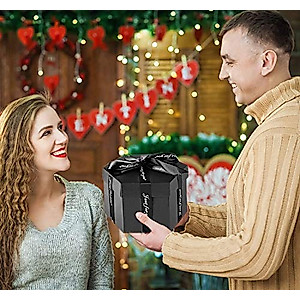 Wanateber Explosion Box, DIY Explosion Gift Box with 6 Faces, Main Part Assembled Handmade Photo Box for Birthday Gift, Anniversary, Valentine's Day, Wedding (Black)