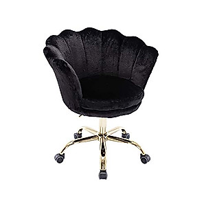 Kmax Office Desk Chair, Fur Makeup Arm Chair Gold Base, Black