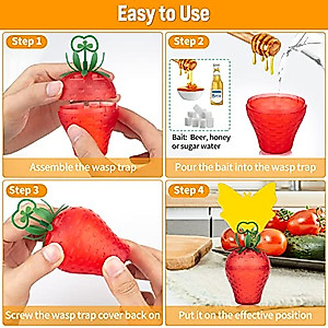 Fruit Fly Traps for Indoors,Effective Fly Catcher Gnat Traps for House with Yellow Sticky Traps,Fruit Fly Trap with Sticker with Bait Safe Non-Toxic Reusable Fly Trap for Home, Plant, Kitchen