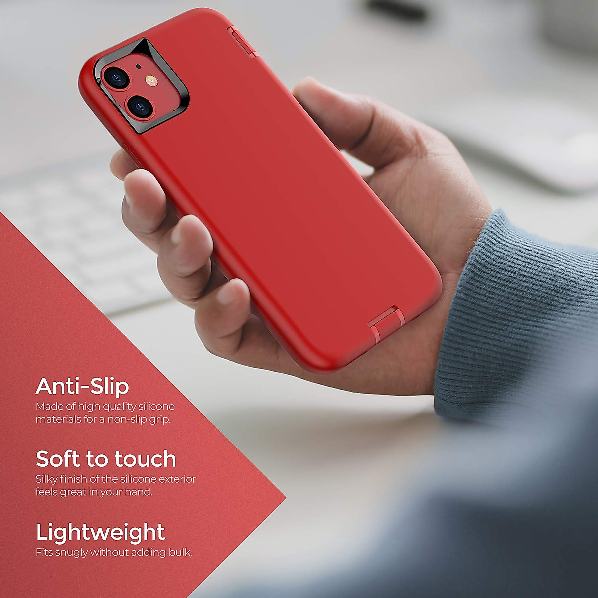 ORIbox for iPhone 13 Pro Max Case Red, [10 FT Military Grade Drop Protection], The Liquid Silicone Heavy Duty Shockproof Anti-Fall Case for iPhone 13 Pro Max,6.7 inch, Red