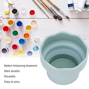 Portable Collapsible Paint Brush Washer, Silicone Washing Bucket Brush Holder Cleaner Painting Water Cup for Watercolor Acrylic Oil Painting(Blue)