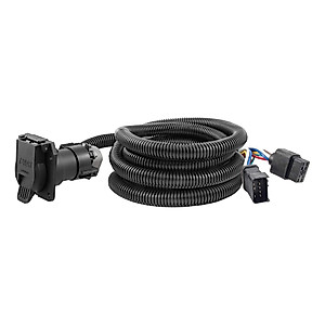 CURT 56001 10-Foot Vehicle-Side Truck Bed 7-Pin Trailer Wiring Harness Extension, Select Dodge Ram 1500, 2500, 3500, Dakota , Black