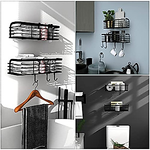 Anguang Shower Caddy Basket Shelf with Soap Holder, No Drilling Wall Mount Adhesive Bathroom Basket Shelves with Hooks, Rustproof 304 Stainless Steel Bathroom Kitchen Shower Storage Organizer -3Pack
