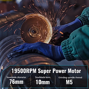 Housiwill Angle Grinder Tool, Mini Angle Grinder, Cordless Electric Angle Grinding Tool 12V 19500RPM with 2PCS 2000mAh Battery, Nylon Cutting Blade-s/Grinding Disc/Metal Cutting Disc (Green+blue)