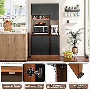 PETSITE Kitchen Buffet Hutch Storage Cabinet, 71'' Freestanding Pantry with 3 Cabinets & Drawers, Adjustable Shelves, Microwave Cupboard for Living Room, Dining Room