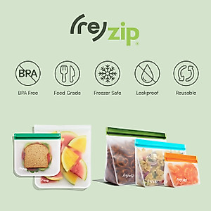 rezip 2-Piece Tall Reusable Pantry Bags | | BPA-Free, Food Grade, Leakproof, Freezer and Dishwasher Safe | (1) 6-Cup / 48-Ounce, (1) 8-Cup / 64-Ounce | Clear