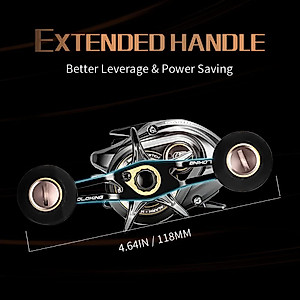 DOVIELLO HIAW200 Baitcaster Reels Low Profile Baitcaster Fishing Reel 11+1BB 5.4:1 Gear Ratio 21LB Drag Power Smooth Baitcasting Reels (5.4 Deep Spool Right Hand)