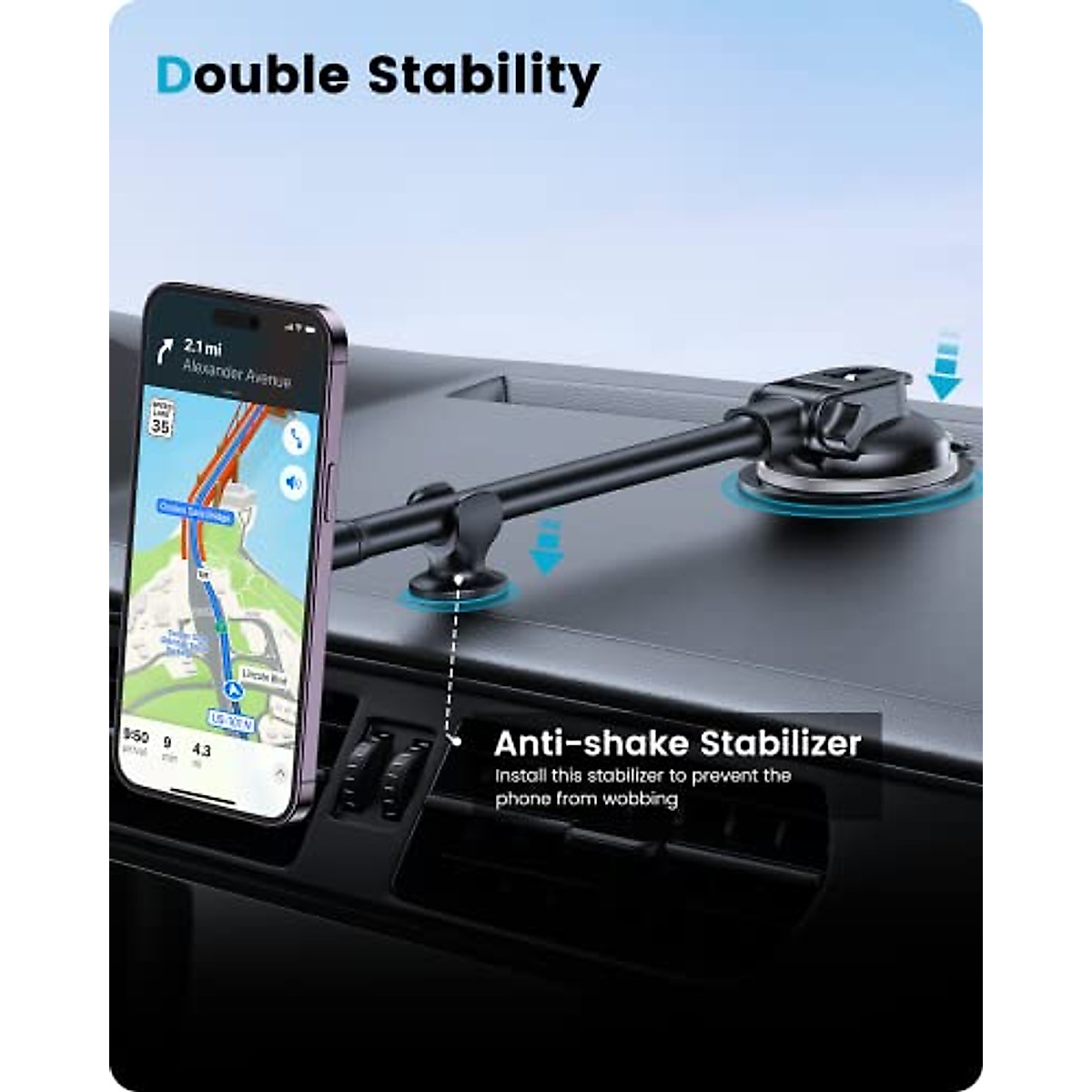 APPS2Car Fit for MagSafe Car Mount for iPhone Holder [17 N52 Magnets] Phone Holder for Car, Suction Cup 8in Long Arm Magnetic Phone Mount for Dashboard Windshield for iPhone 12/13/14 Magsafe Case