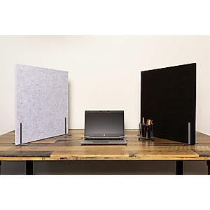 VERSARE SoundSorb Desktop Privacy Panels | Noise Dampening Modesty Panels for Desks | Edge Clip Mounts | PET Material | 24" x 24" Marble Gray Panels with Edge Clips