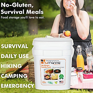 Numanna No-Gluten Family Pack Bucket 126 Servings Breakfast, Lunch, Dinner Meals Non-Gmo, No Msg, No Added Preservatives Easy to Prepare Emergency Survival Food Made in USA 25 Year Shelf Life