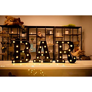 Foaky Black LED Marquee Number Lights Sign Light Up Marquee Number Lights Sign for Night Light Wedding Birthday Party Battery Powered Christmas Lamp Home Bar Decoration