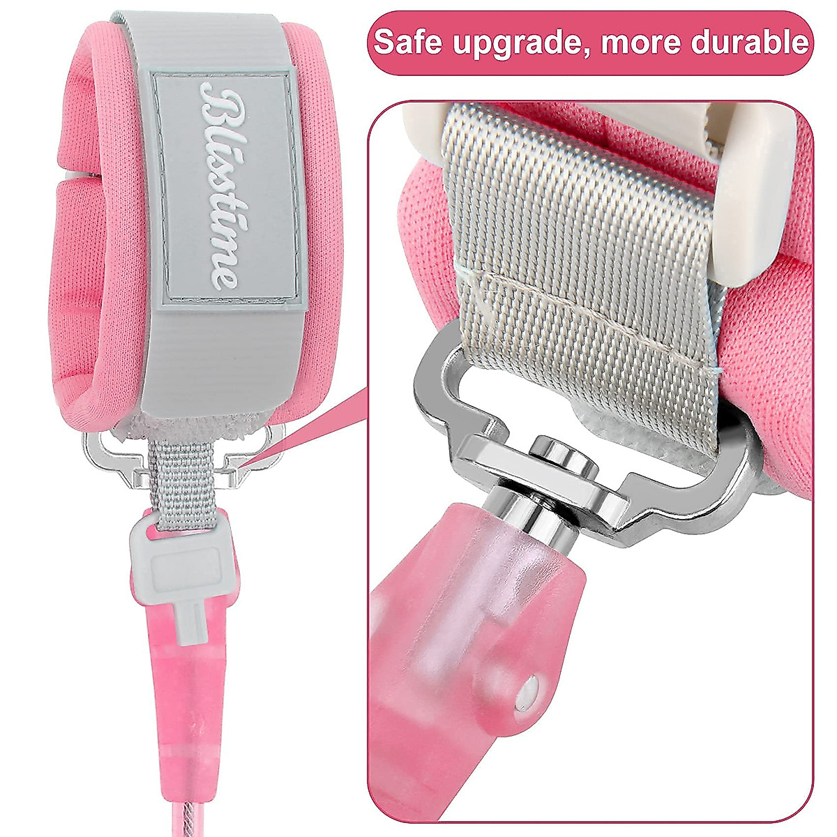 Blisstime Toddler Leash, 【2 Pack】Kid Leash Anti Lost Wrist Link with Key Lock Upgraded Baby Leash with Safety Wristband Rope for Babies Toddlers Child Kids