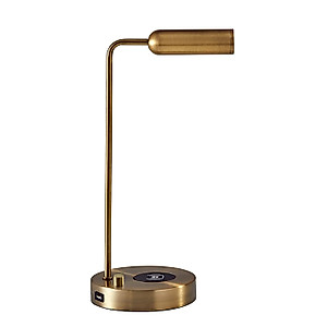 Adesso 3162-21 Kaye LED Desk Lamp Wireless Charging, 7W LED, 5W QI, USB Port, Indoor Lighting Lamps