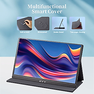 KYY Portable Monitor 15.6inch FHD 1080P USB-C Laptop HDMI Gaming Monitor w/Premium Smart Cover & Dual Speakers, External HDR Computer Display for PC MAC Phone Xbox PS4 Switch