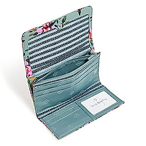 Vera Bradley Women's Cotton Trifold Clutch Wallet With RFID Protection, Rosy Outlook - Recycled Cotton, One Size