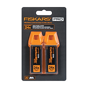 Fiskars Pro CarbonMax Utility Knife Blades, Replacement Blades made with Carbon Steel, 3/4 Inches, Pack of 20 Blades