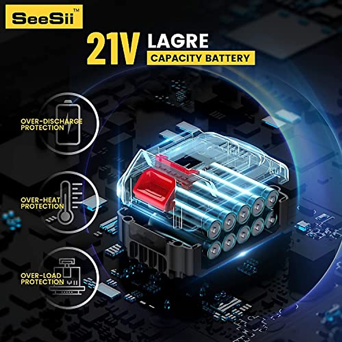 40mm Electric Pruning Shears, Seesii Cordless Tree Pruner Heavy Duty w/ 2.0Ah Rechargeable Battery & Replacement Blade,Power Display,6-8 Working Hours,Power Pruner for Branch Flowering Brushes