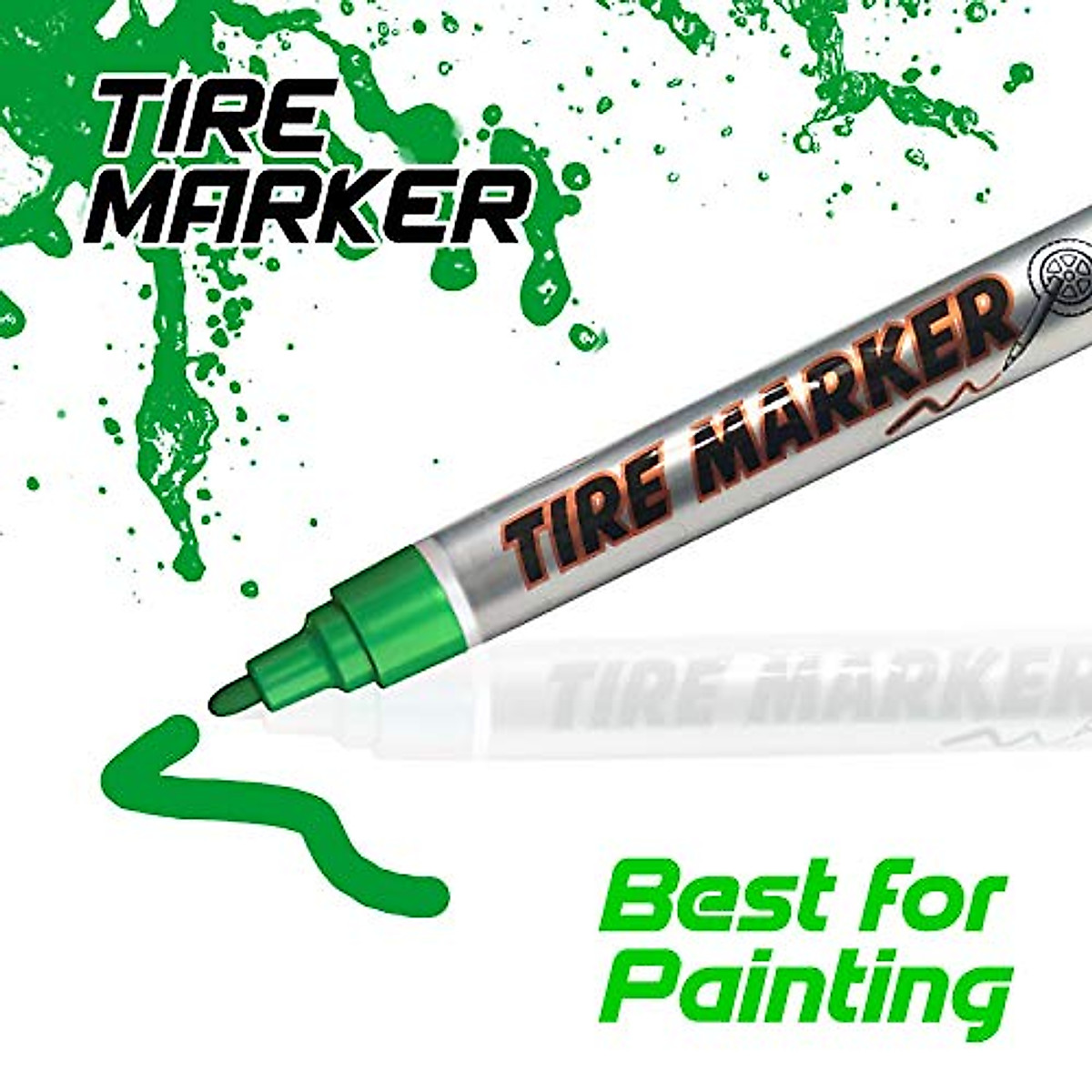 MC Motoparts Permanent Color Tire Pen Marker Lettering Paint Drawing Tool Automotive Motorcycle Care 1 piece (Green)