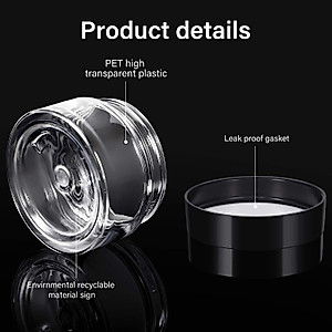 Patelai 4 Pieces Round Clear Wide-mouth Leak Proof Plastic Container Jars with Lids for Travel Storage Makeup Beauty Products Face Creams Oils Salves Ointments DIY Making or Others (Black,1 Ounce)