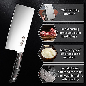 WANGYUANJI Kitchen Knife,High Carbon Stainless Steel Knife for Vegetable and Meat Cutting with Wood Handle,Avoid Cutting Bones,Suitable for Home Kitchen and Restaurant