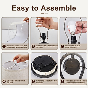 Luvkczc Vintage Clock Lamp, Black Metal with USB Charging Ports, LED Bulbs Included, 3-Year Warranty