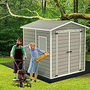 Haull 8.2 x 8.2 ft Outdoor Storage Shed Floor Mat Waterproof Outdoor Carport Mat Thickened Soft Patio Furniture Mat Washable with Non Slip Backing, Storage Shed Not Included