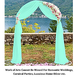 Partisout Chiffon Backdrop Curtain 29x120 inches 2 Panels Chiffon Drapes for Wedding Arch Wedding Backdrop Curtain Panels Semi-Sheer Curtains 120 inches Long Voile Chic Tulle Curtain (29x120, Mint)