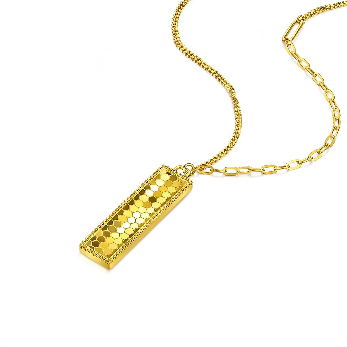 CHOW SANG SANG Dazzling Mirror Gold 999.9 24K Solid Gold Price-by-Weight Gold Simple Rectangle Necklace for Women 93401N (Approx. 0.21tael (~7.86g), 18.5", (47 CM))