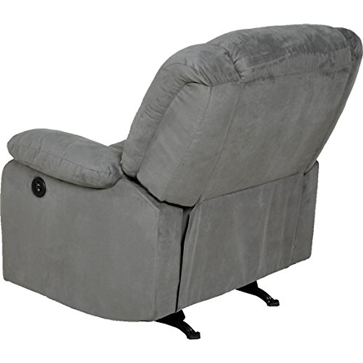 Relaxzen Longstreet Rocker Recliner with Massage, Heat and Dual USB Ports, Microfiber, Gray