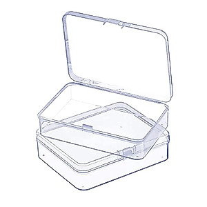 ZUER 2 Pcs Clear Plastic Beads Storage Containers Box,Large PP Clear Plastic Beads Storage Containers Box with Hinged Lid,Use for Holding Small Jewelry