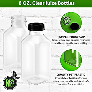 Green Direct 8 oz Clear Empty Plastic Bottles With Leak Proof Caps for Water, Juice, Milk, or Smoothie, Reusable, BPA Free Bulk Beverage Containers Pack of 20